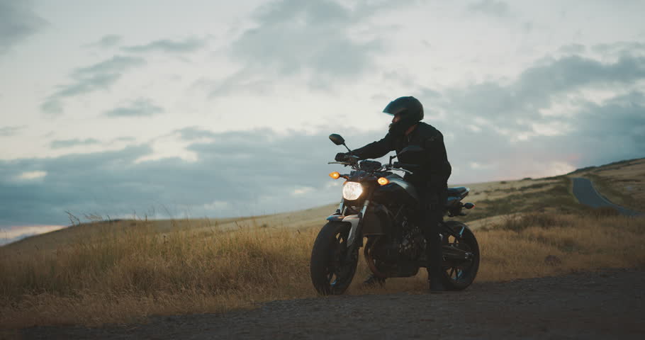 Motorcycle Rider Sitting On Motorcycle Stock Footage Video (100% ...