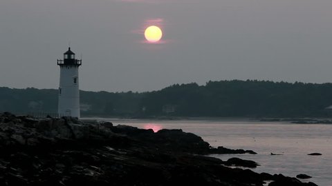 Portsmouth New Hampshire Lighthouse Sunrise Wide Stock Footage Video ...