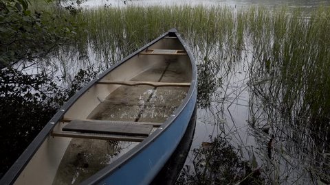 Empty Canoe Filled Watter On Lake Stock Footage Video (100% Royalty ...