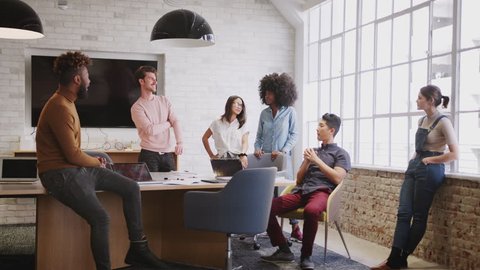 Large Office Panoramic View Group Office Stock Footage Video (100% ...