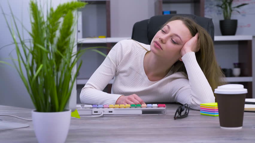girl falling asleep work sleeping on Stock Footage Video (100% Royalty ...
