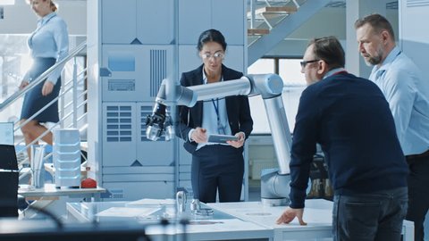 Diverse Team Industrial Robotics Engineers Gathered Stock Footage Video ...