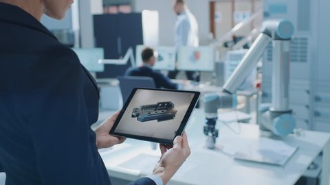 Stylish Female Industrial Robotics Engineer Uses Stock Footage Video ...