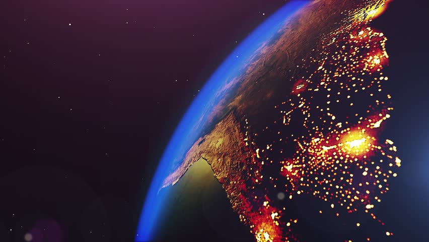 Beautiful Sunrise World Skyline. Planet Stock Footage Video (100% ...