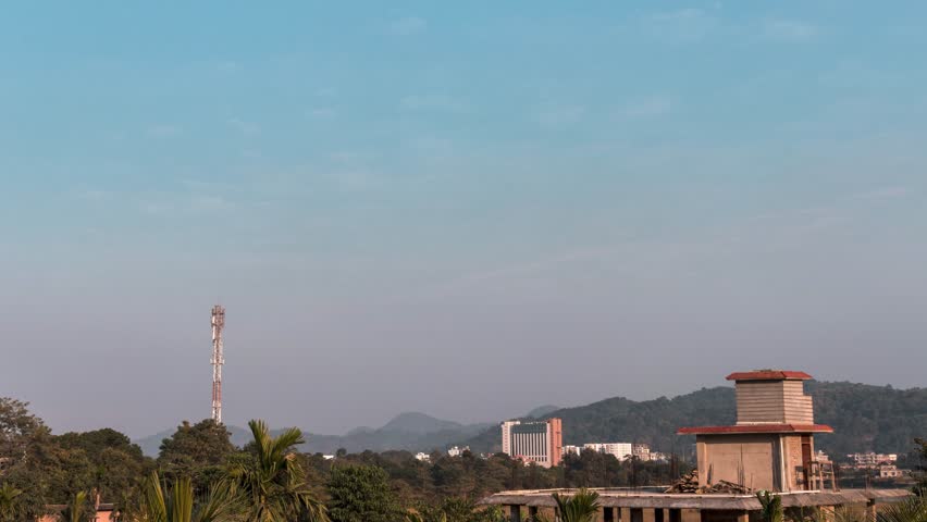 Rooftops view with clouds in a village in India image - Free stock ...