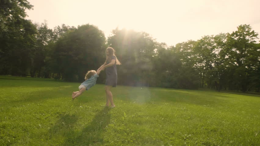 Baby Girl with Mother Running Stock Footage Video (100% Royalty-free ...