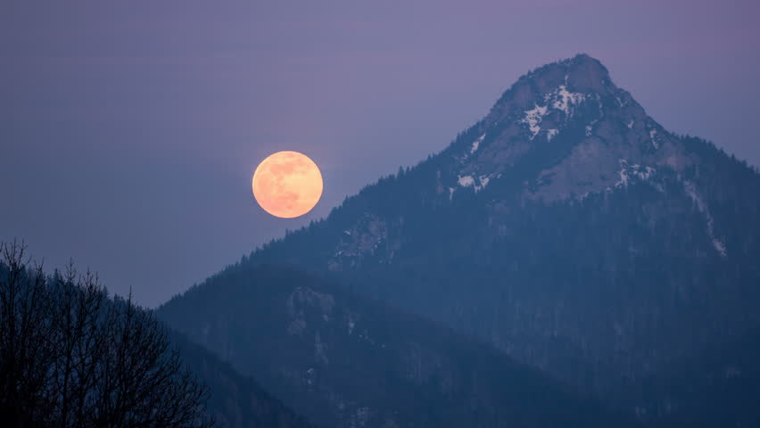 Full Moon Rising Over Alpine Stock Footage Video (100% Royalty-free ...