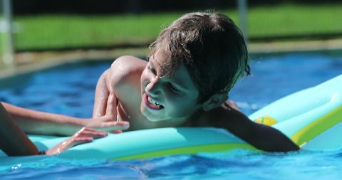 Kids Pool On Top Inflatable Mattress Stock Footage Video (100% Royalty ...