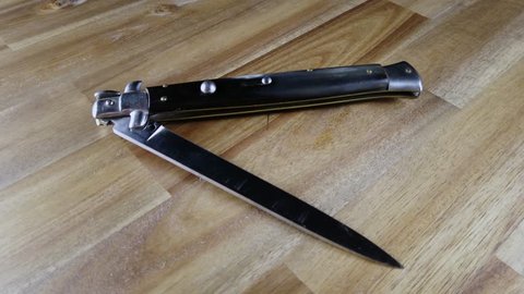 Half Open Switchblade Knife Rotating On Stock Footage Video (100% ...