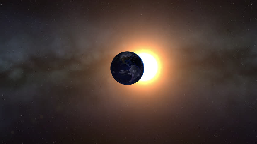 Total solar eclipse in dark red and dark blue glowing sky, supernatural ...
