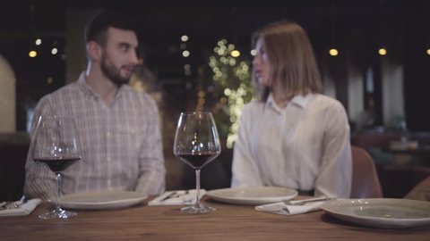 joyful couple having romantic dinner fancy Stock Footage Video (100% ...