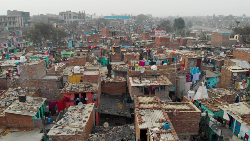4k aerial view indian slum situation Stock Footage Video (100% Royalty ...