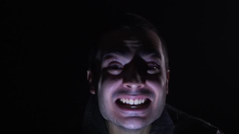Crazy Possessed Man Making Weird Faces Stock Footage Video (100% ...