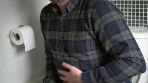 Constipated Man Restroom Rubbing Painful Stomach Stock Footage Video ...