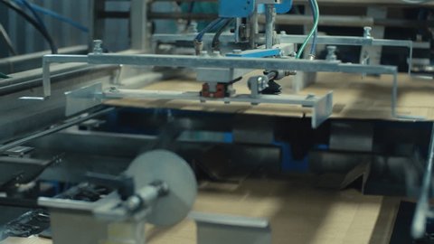 Transfer Cardboard Machine Production Cardboard Boxes Stock Footage ...