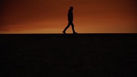 Lonely Man Walking Alone On Horizon Stock Footage Video (100% Royalty ...