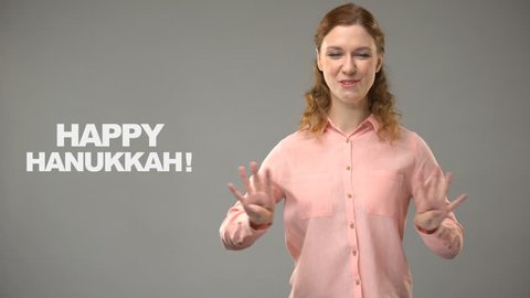 Female Saying Happy Hanukkah Sign Language Stock Footage Video (100% ...