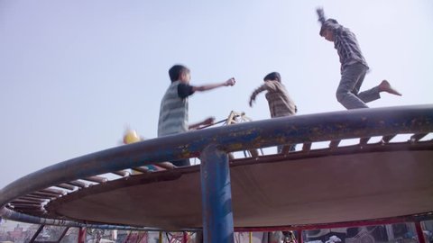 Local Poor Kids Jumping Having Fun Stock Footage Video (100% Royalty ...