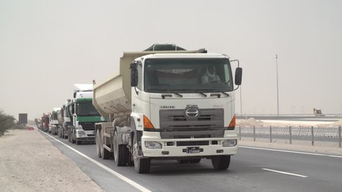 Doha Qatar Circa March 2017 Trucks Stock Footage Video (100% Royalty ...