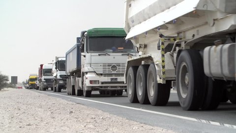 Doha Qatar Circa March 2017 Trucks Stock Footage Video (100% Royalty ...