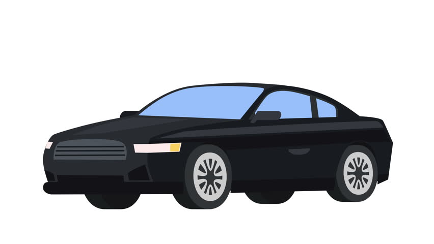 cartoon isolated black car flat animation Stock Footage Video (100% ...