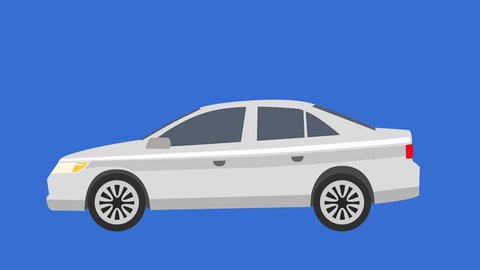 Cartoon Isolated White Car Flat Animation Stock Footage Video (100% ...