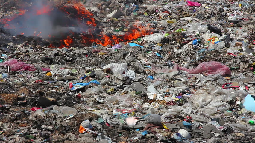 burning garbage dump pollution landfill near Stock Footage Video (100% ...