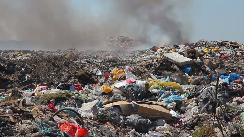 Burning Garbage Dump Pollution, Landfill Stock Footage Video (100% ...