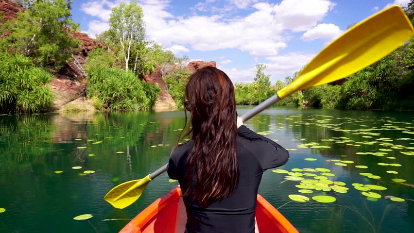 Rowing a Canoe down the scenic river image - Free stock photo - Public ...