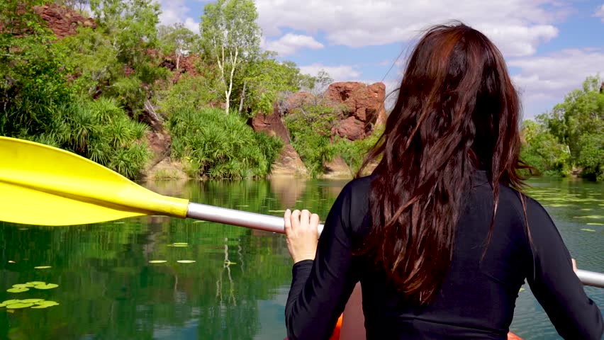 Rowing a Canoe down the scenic river image - Free stock photo - Public ...