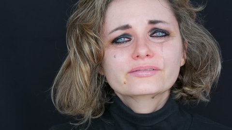 Beautiful Young Tearful Unhappy Woman Crying Stock Footage Video (100% ...