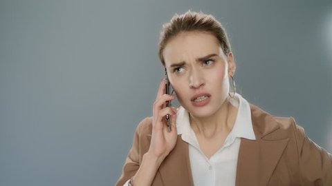 Angry Business Woman Calling Mobile Phone Stock Footage Video (100% ...