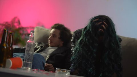 high girl feeling sick vomiting party Stock Footage Video (100% Royalty ...