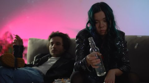 Drunk Girl Drinking Alcohol Vomiting Student Stock Footage Video (100% ...