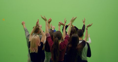 Crowd Cheering Taking Picture On Green Stock Footage Video (100% ...