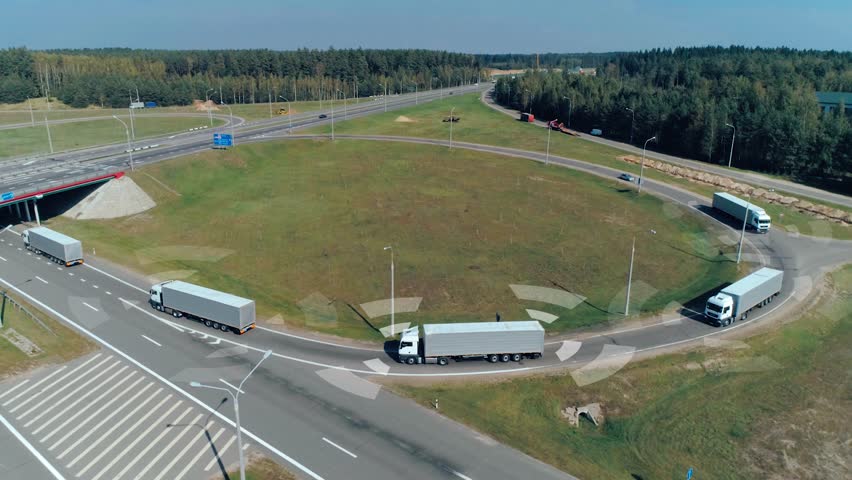 Convoy of Trucks Ride On Stock Footage Video (100% Royalty-free ...