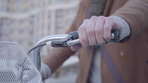 Hand Man Presses Handbrake On Bike Stock Footage Video (100% Royalty ...