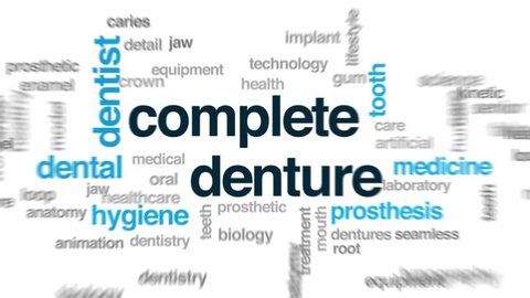 Complete Denture Animated Word Cloud Kinetic Stock Footage Video (100% ...