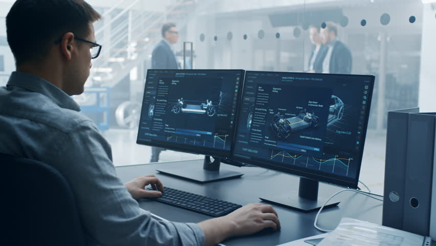 professional engineer works on computer 3d Stock Footage Video (100% ...