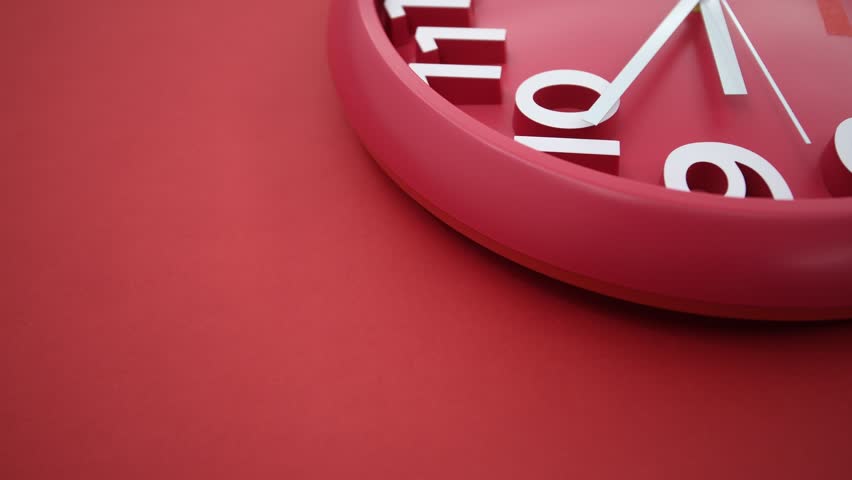 closeup single clock hanging on red Stock Footage Video (100% Royalty ...