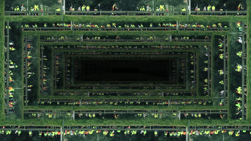 crowd people running maze background many Stock Footage Video (100% ...