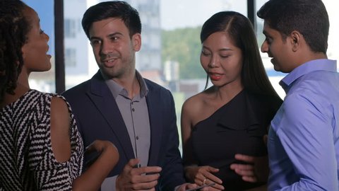 Medium Shot Two Women Two Men Stock Footage Video (100% Royalty-free ...