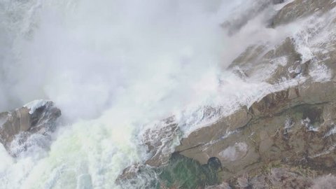 Top View Aerial Chaotic River Waterfall Stock Footage Video (100% ...