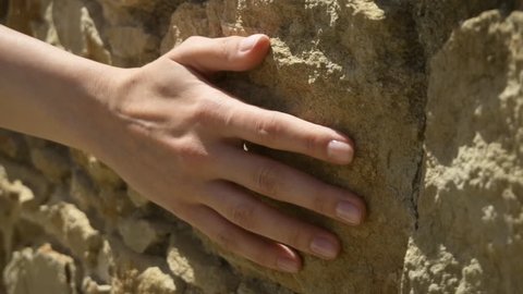 Close Broll Woman Sliding Hand Against Stock Footage Video (100% ...