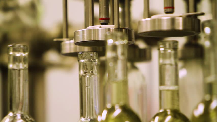 wine production factory glass bottles filled Stock Footage Video (100% ...