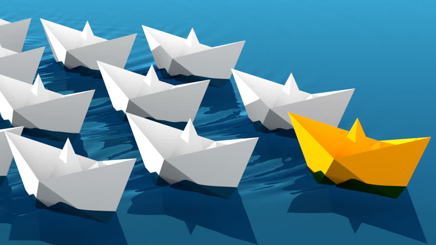 leadership concept yellow leader boat white Stock Footage Video (100% ...