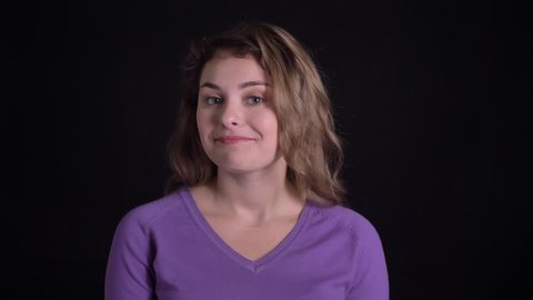 Portrait Cute Woman Nodding Gladly Into Stock Footage Video (100% ...