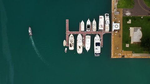 Birds Eye View Tropical Island Harbour Stock Footage Video (100% ...