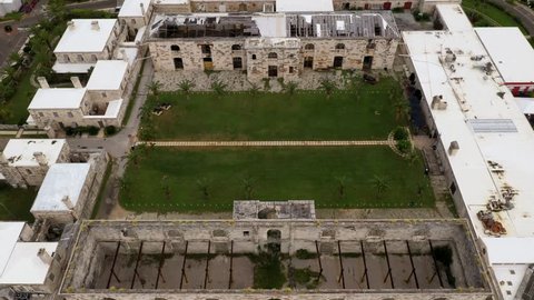 Aerial View Courtyard Prison Looking Stone Stock Footage Video (100% ...