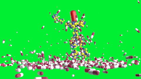 Medicine Pills Mannequin Dancing Against Green Stock Footage Video (100 ...